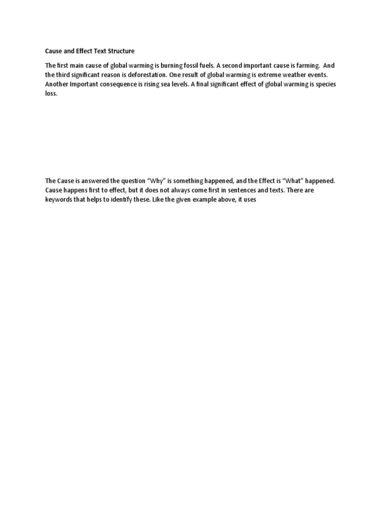 Cause and Effect Text Structure | PDF