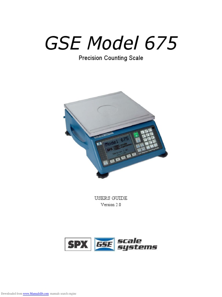 GSE Model 675: Precision Counting Scale | PDF | Menu | Menu (Computing)