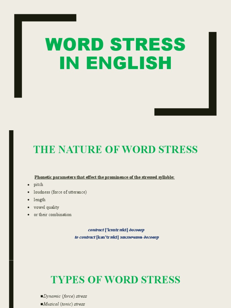 Types and Rules of English Word Stress | PDF | Stress (Linguistics ...