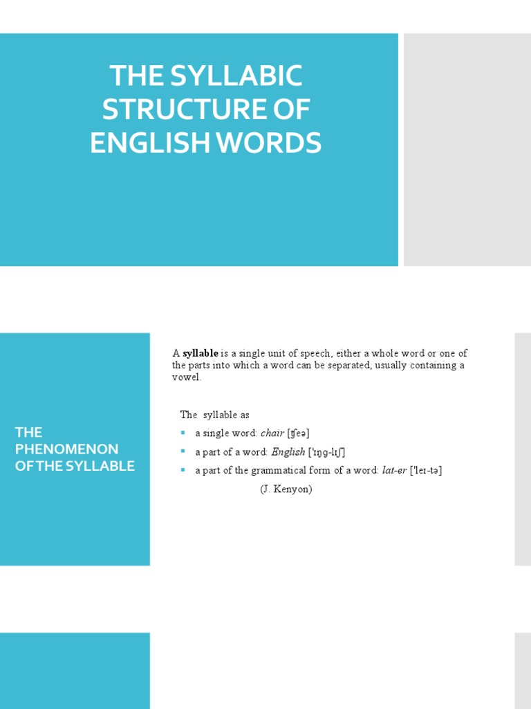 The Syllabic Structure of English Words | PDF | Syllable | Vowel