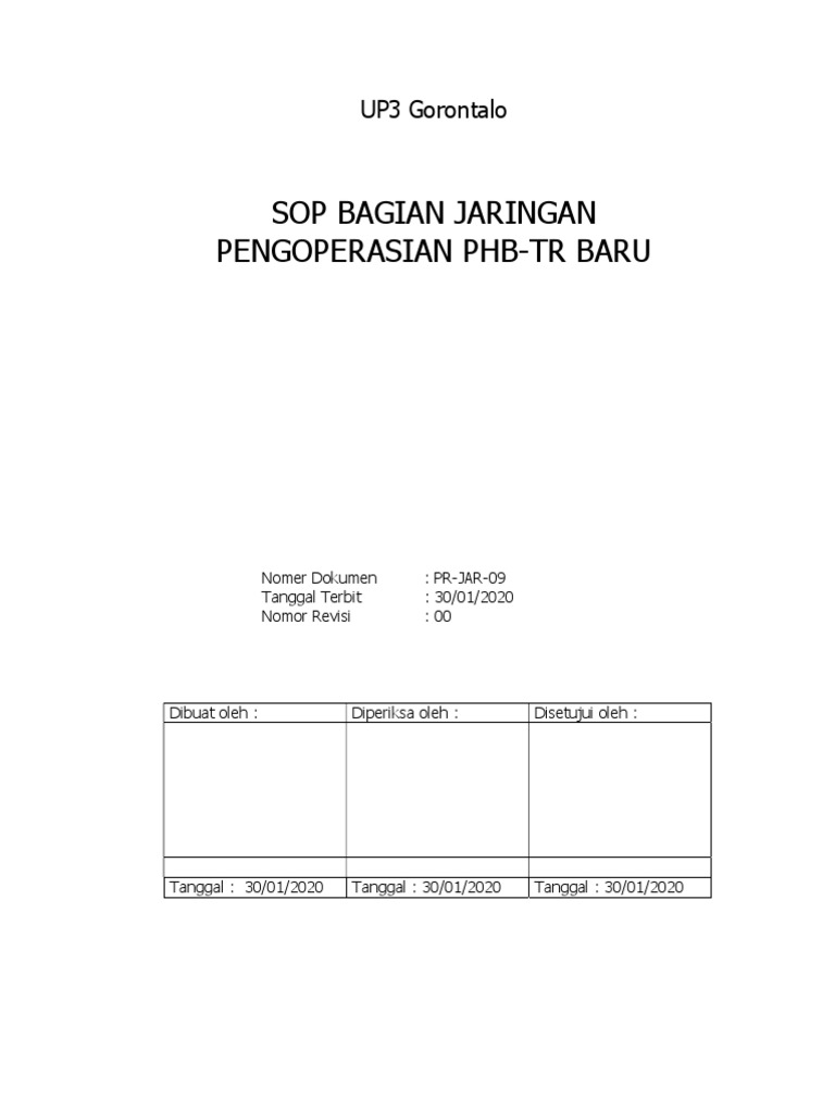 Sop Operasi PHBTR | PDF