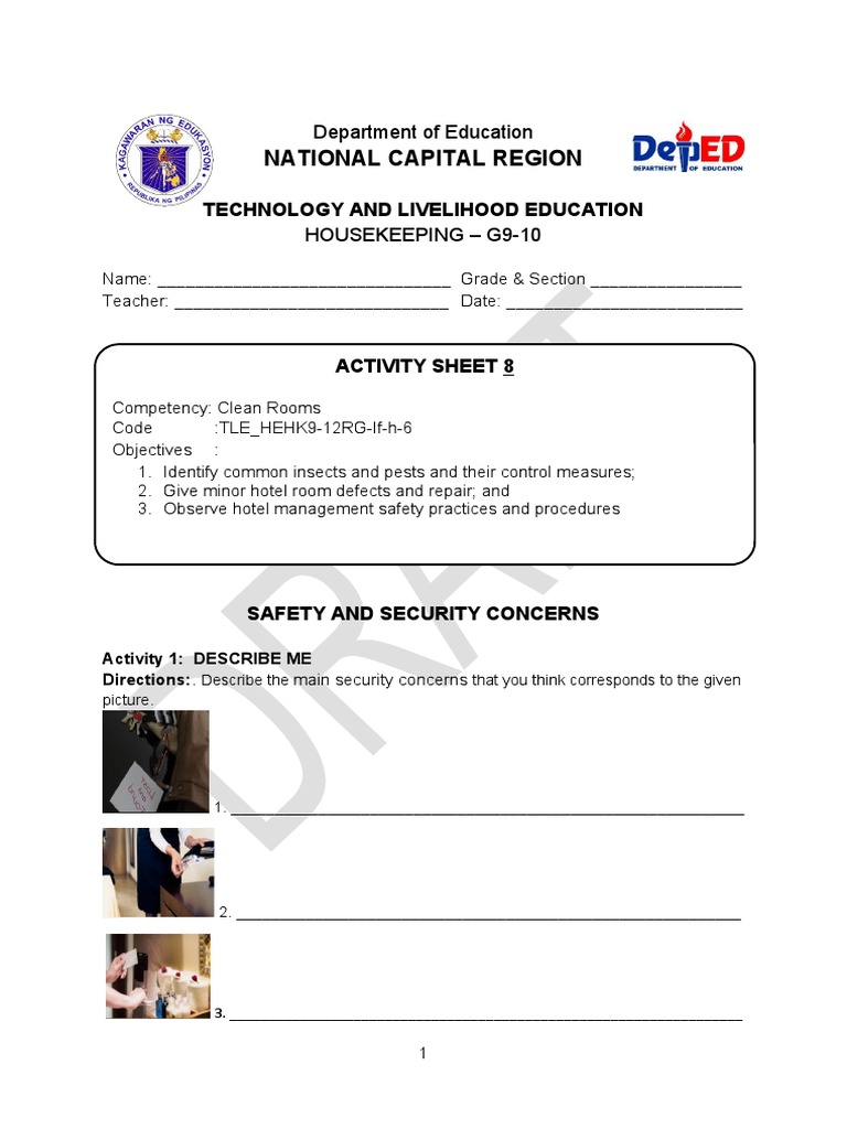 Activity Sheet Housekeeping Week - 8 - Grades 9-10 | PDF | Nature