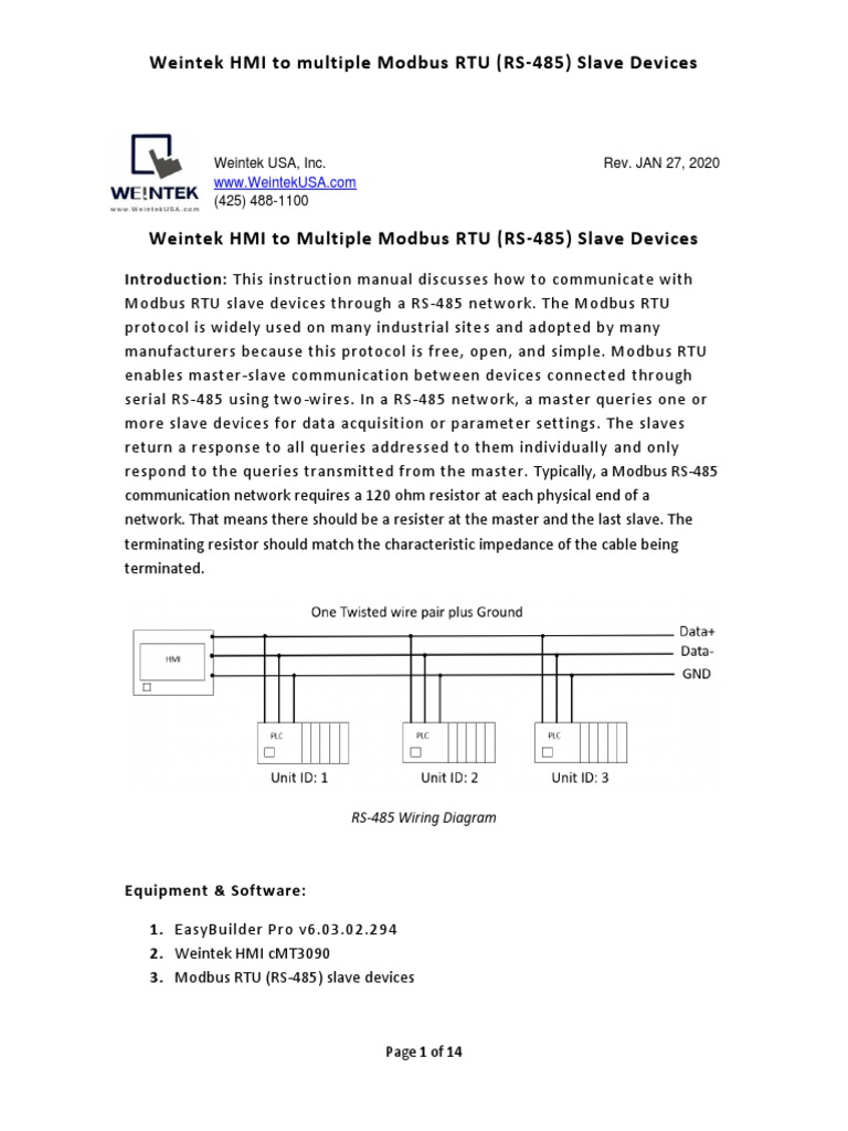 Weintek HMI To Multiple Modbus RTU Slave Devices | PDF | Computer ...