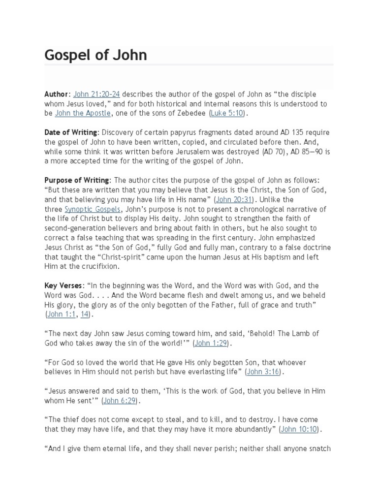 Gospel of John | PDF | Gospel Of John | John The Apostle