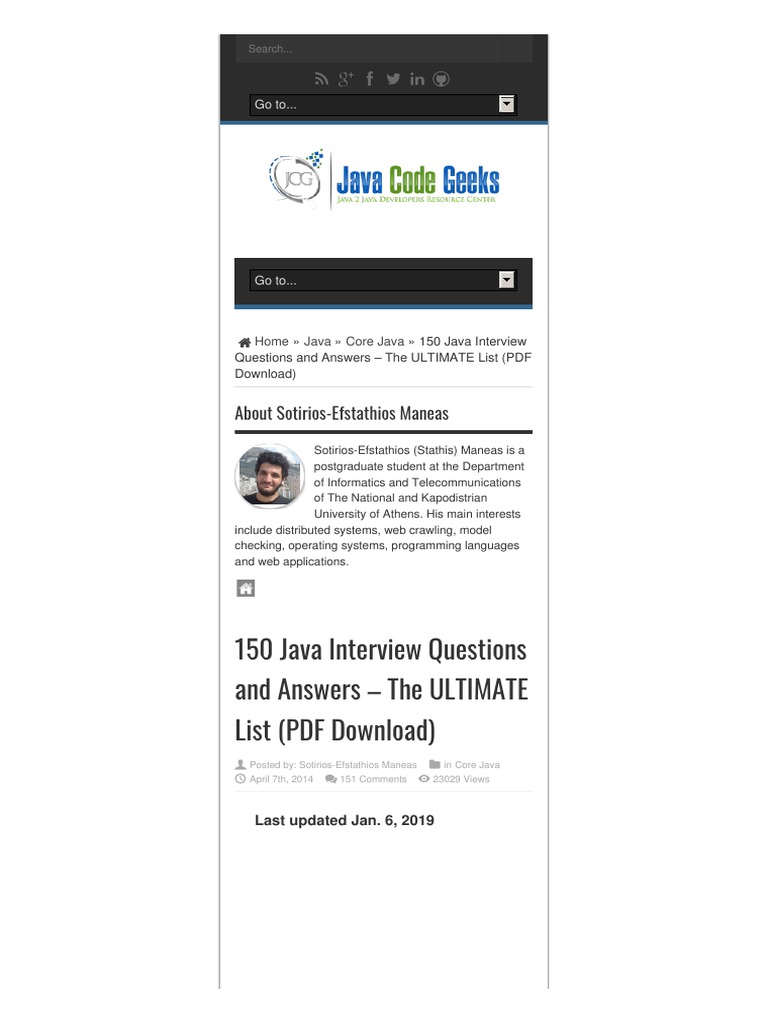 150 Java Interview Questions and Answers - The ULTIMATE List (PDF Download) | PDF | Java Virtual ...