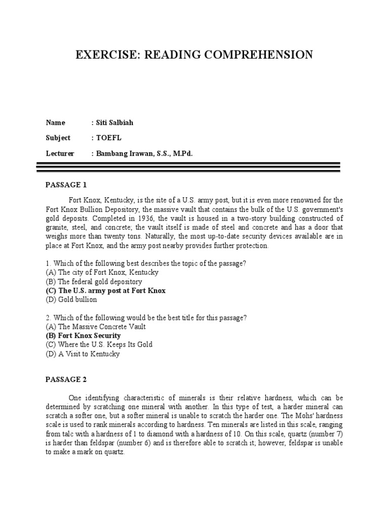 Toefl Reading Comprehension Exercise | PDF | Tropical Cyclones ...