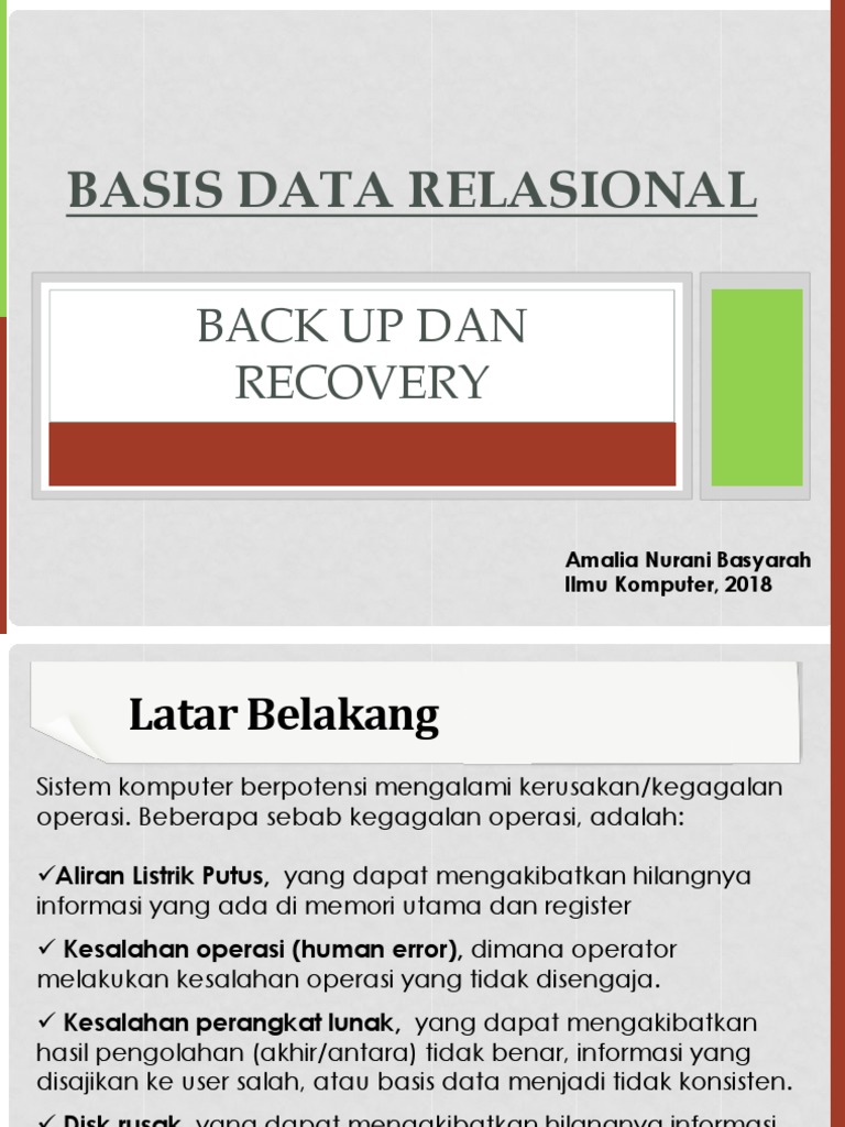 Backup dan Recovery Basis Data | PDF | Komputer
