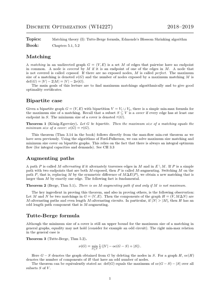 Discrete Optimization Lecture Notes 4 Pdf Mathematical Logic Combinatorics