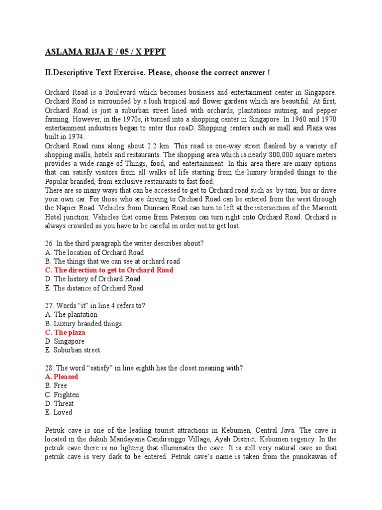 Descriptive Text Exercise 2 | PDF | Transport | Road Transport