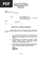Motion To Admit Answer | PDF | Pleading | Complaint