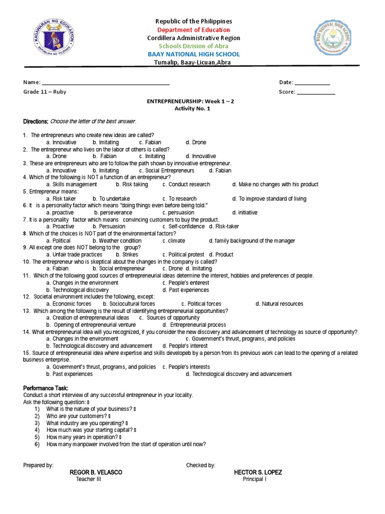 Entrepreneurship Exam Review Guide | PDF | Market Segmentation ...