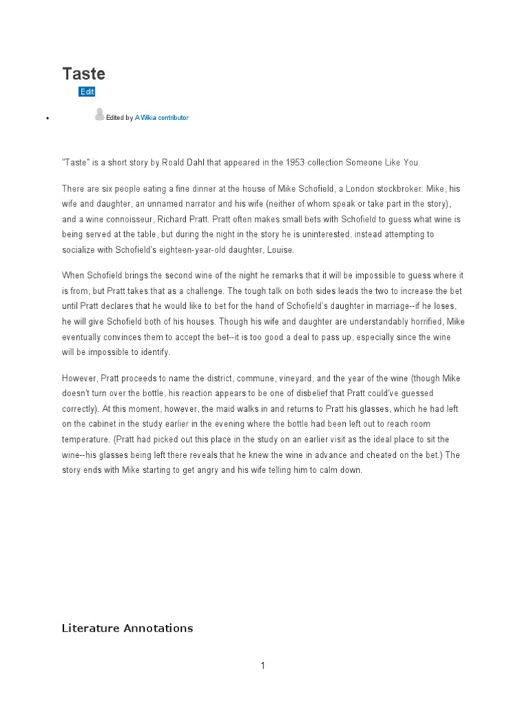 Taste: Literature Annotations | PDF