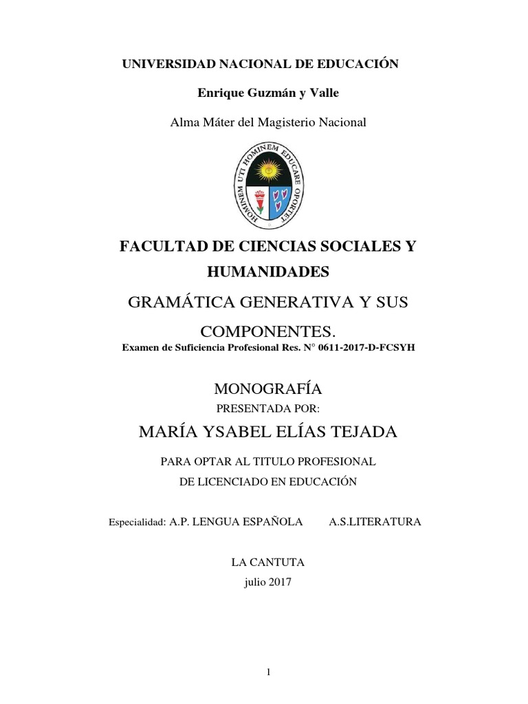 LA GRAMÁTICA GENERATIVA Y SUS COMPONENTES (MARIA ELIAS) Ok PDF | PDF ...