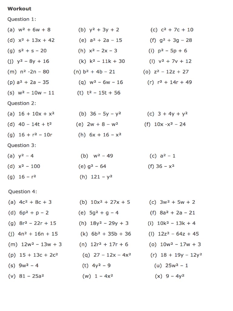 Algebra Expanding Two Brackets | PDF