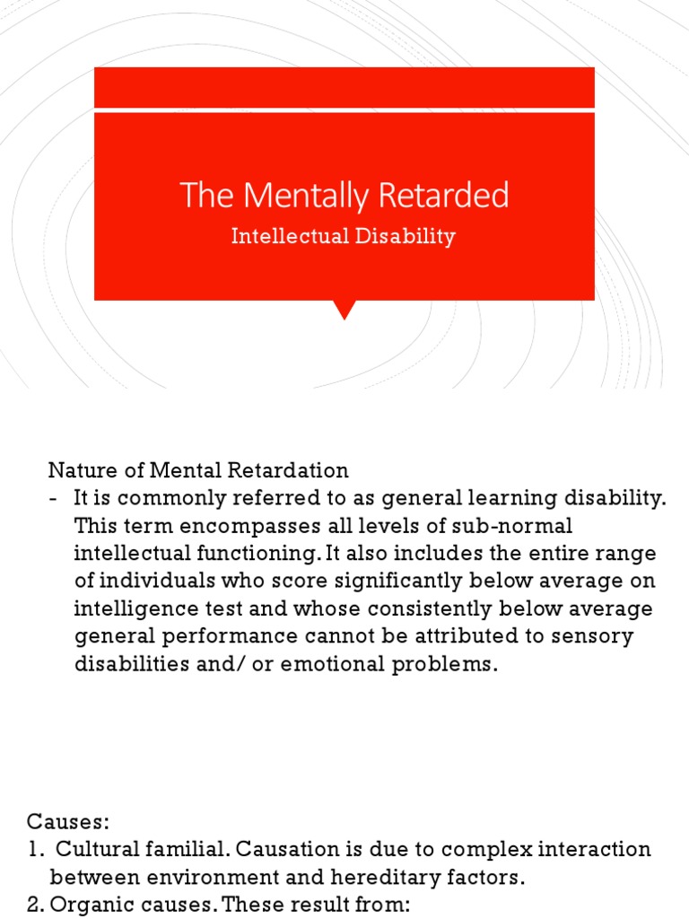 The Mentally Retarded - Foundation | PDF | Intellectual Disability | Behavioural Sciences