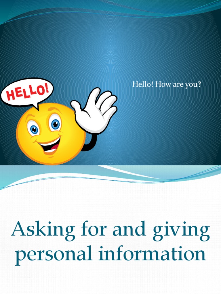 Asking For and Giving Personal Information Activities Promoting ...