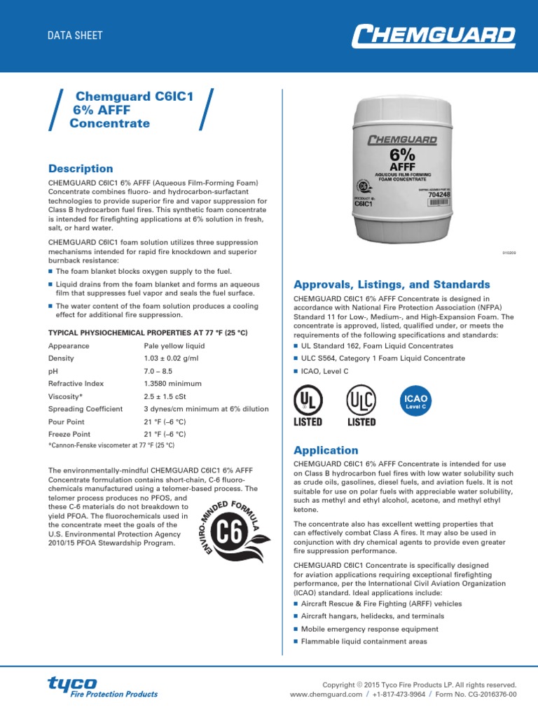 Chemguard C6IC1 6% Afff Concentrate: Description | PDF | Soft Matter ...