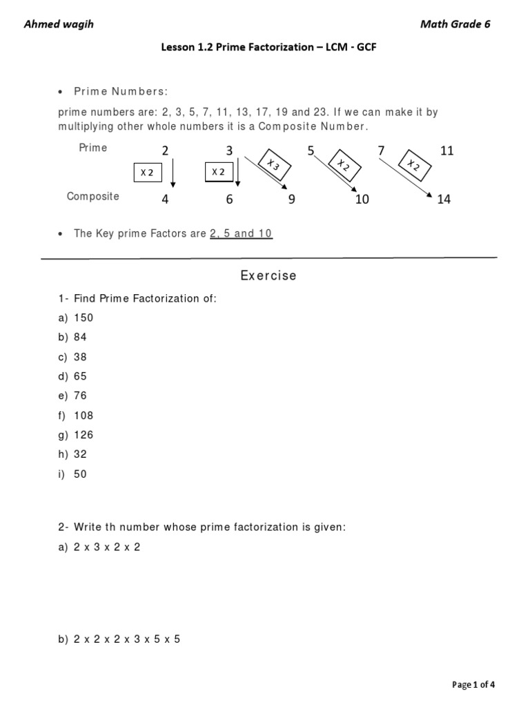 Lesson 1.1 Prime Numbers | PDF | Discrete Mathematics | Abstract Algebra
