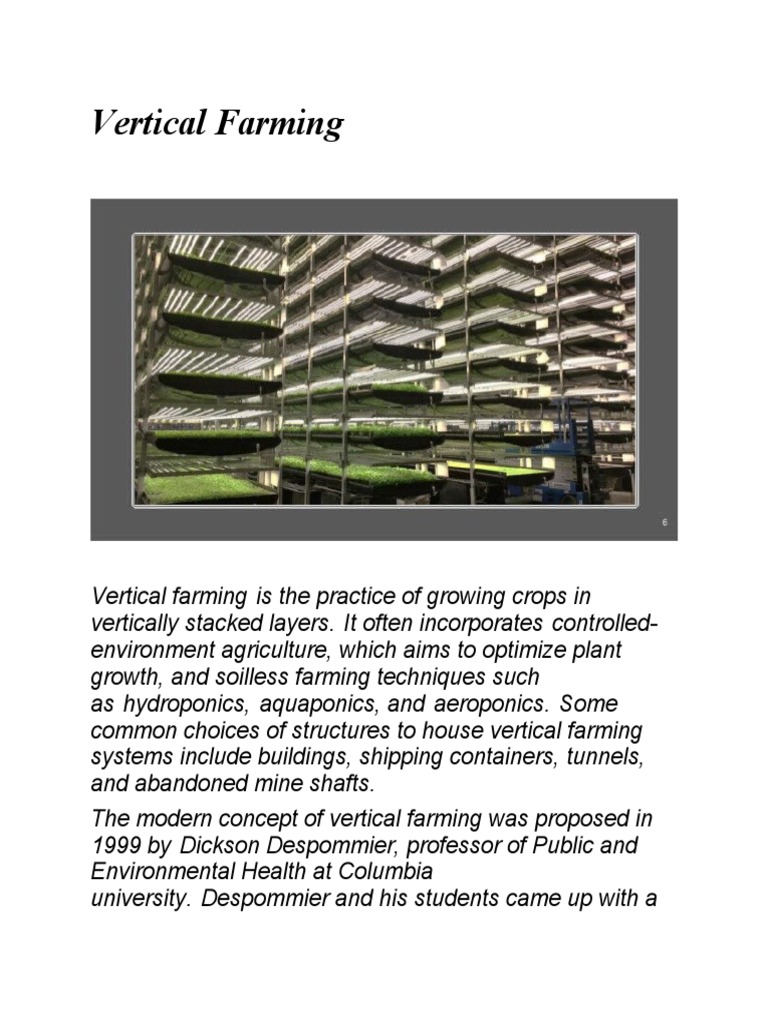 Vertical Farming | PDF | Agriculture | Natural Environment