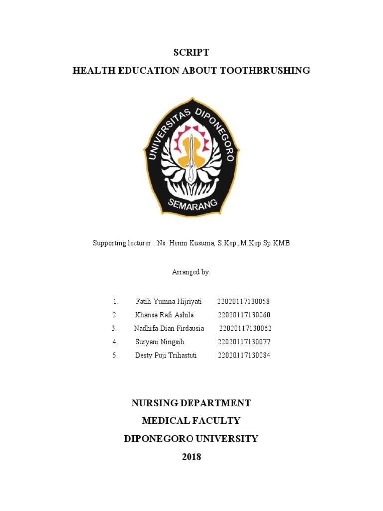 Script Health Education About Toothbrushing | PDF | Self-Improvement | Wellness