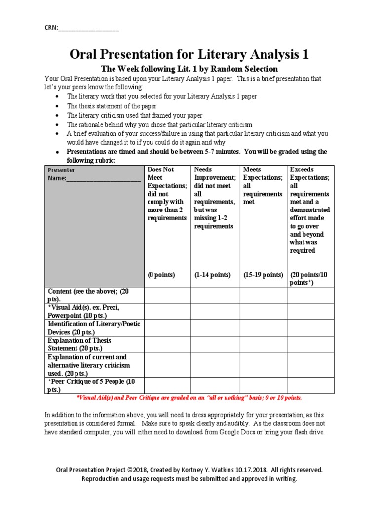 Guidelines and Rubric For Oral Presentation | PDF | Cognition ...