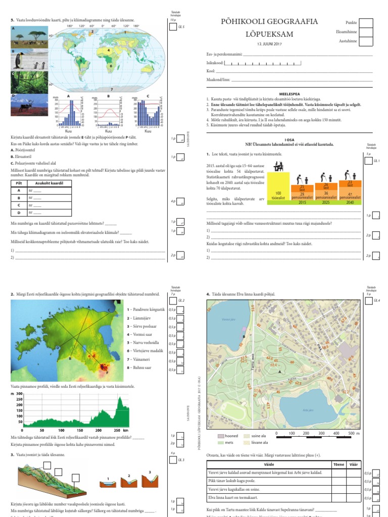 Eksamitöö I Osa Põhikooli Geograafia (PE Geograafia 2017) | PDF