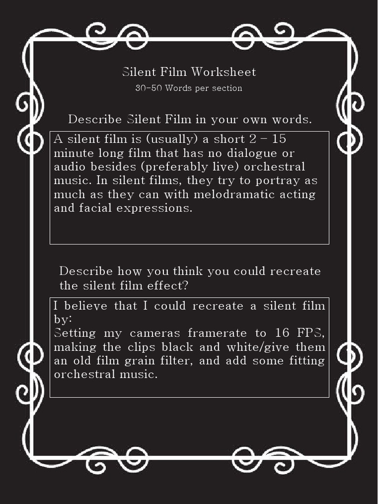 Silent Film Worksheet | PDF