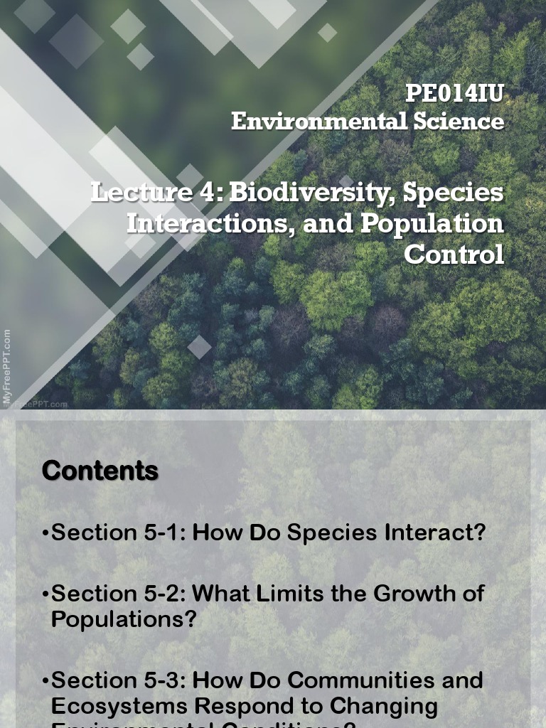 PE014IU Environmental Science: Lecture 4: Biodiversity, Species ...