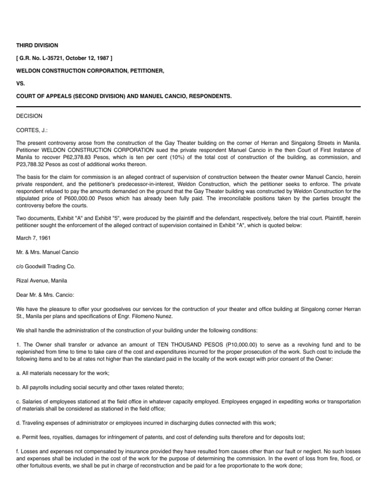 Weldon Construction v. CA | PDF | Complaint | Employment