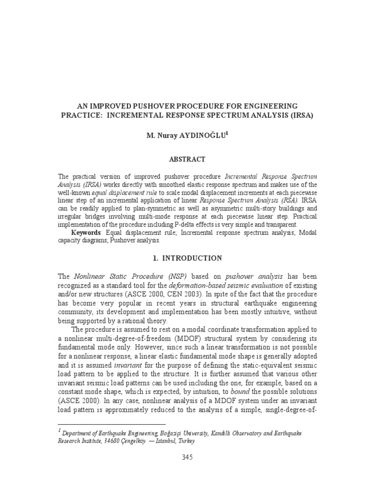 An Improved Pushover Procedure For Engineering Practice - Incremental Response Spectrum Analysis ...