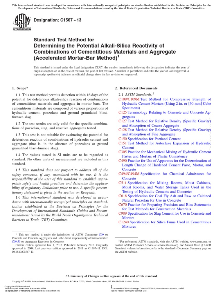 Astm C1567 - 13 PDF | PDF | Construction Aggregate | Concrete