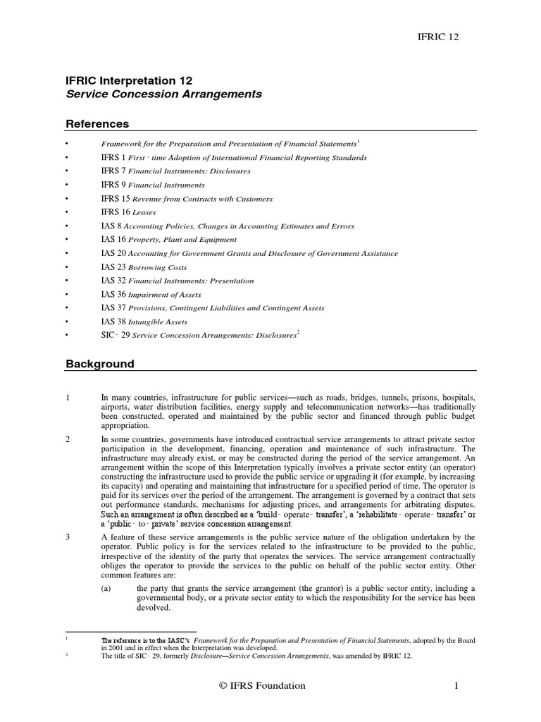Service Concession Arrangements: IFRIC Interpretation 12 | PDF | International Financial ...