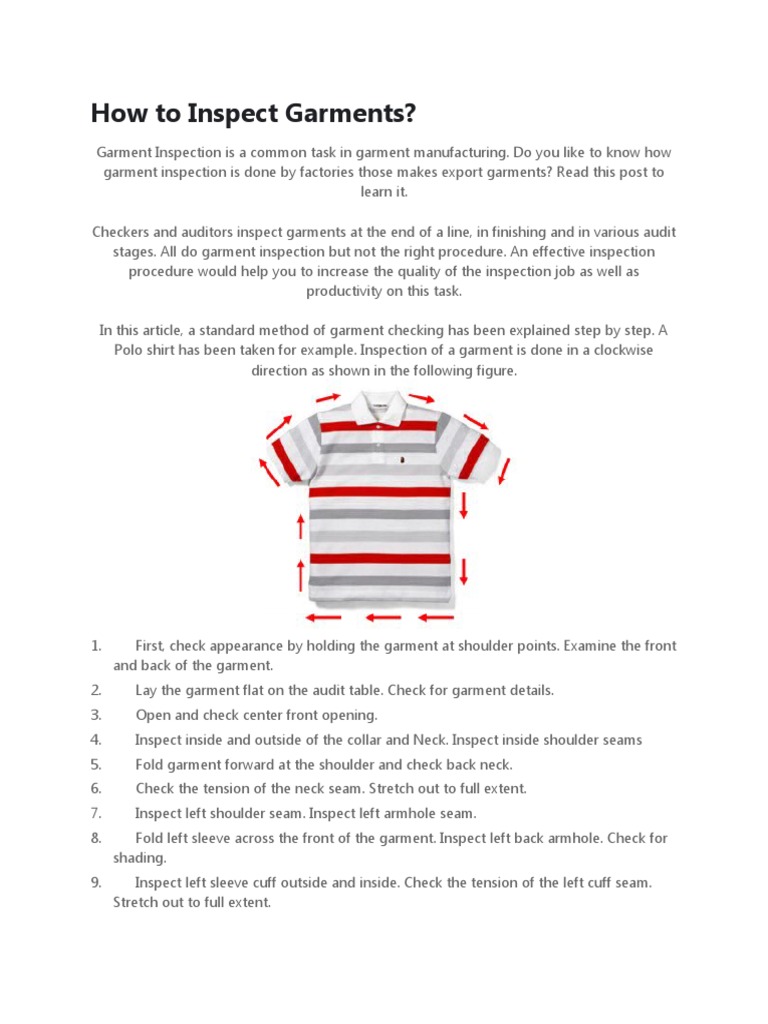 How To Inspect Garments | PDF | Seam (Sewing) | Audit