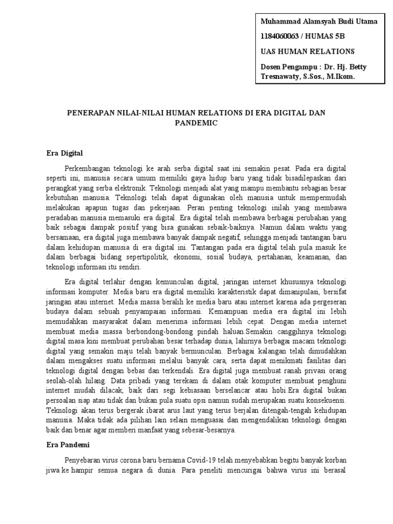 Uas Human Relations | PDF