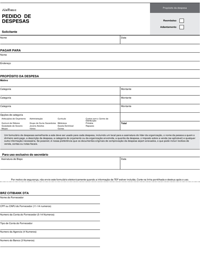 Formulário de Pedido de Despesa - Corrigido | PDF | Business