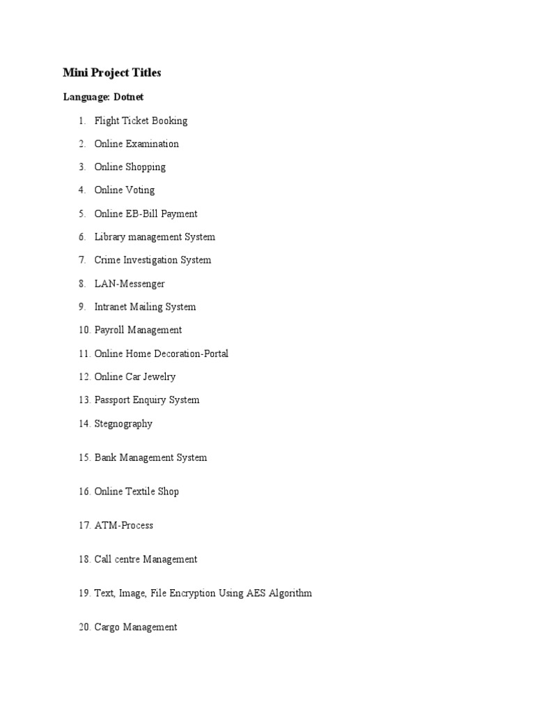 Mini Project Titles | PDF