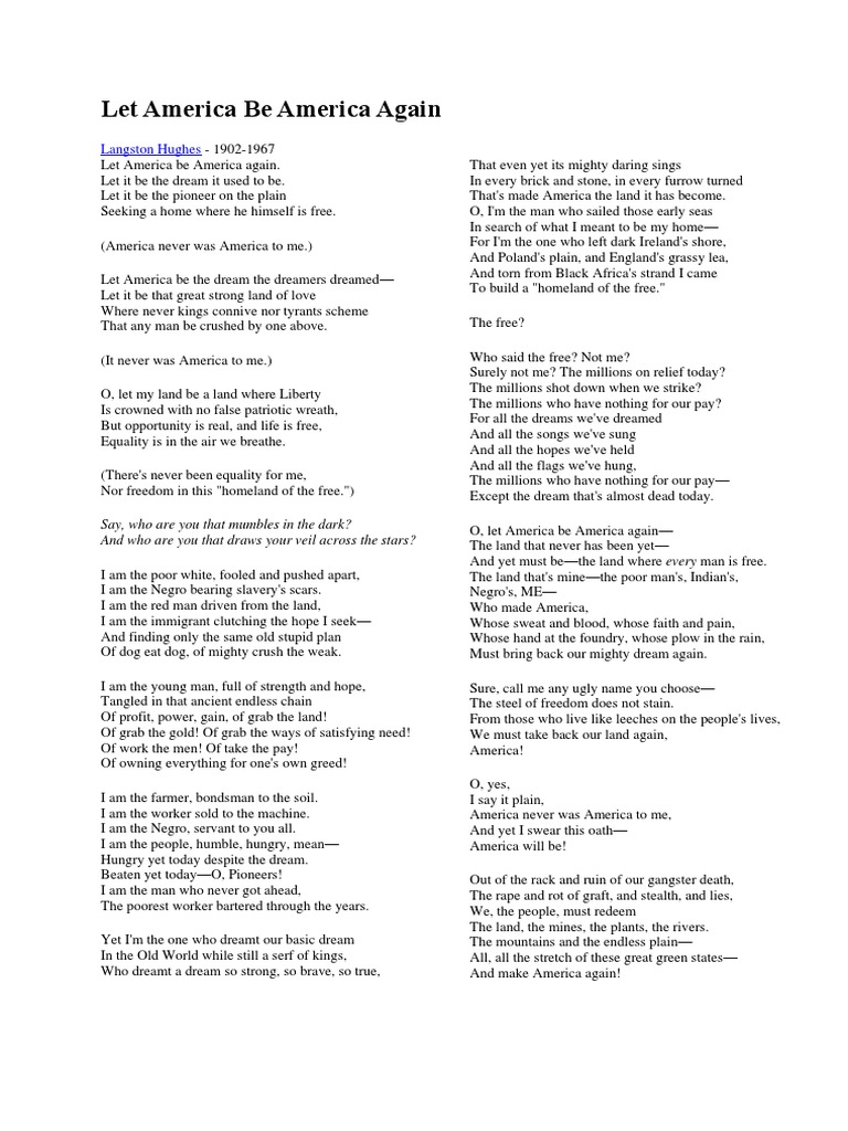 Let America Be America Again | PDF