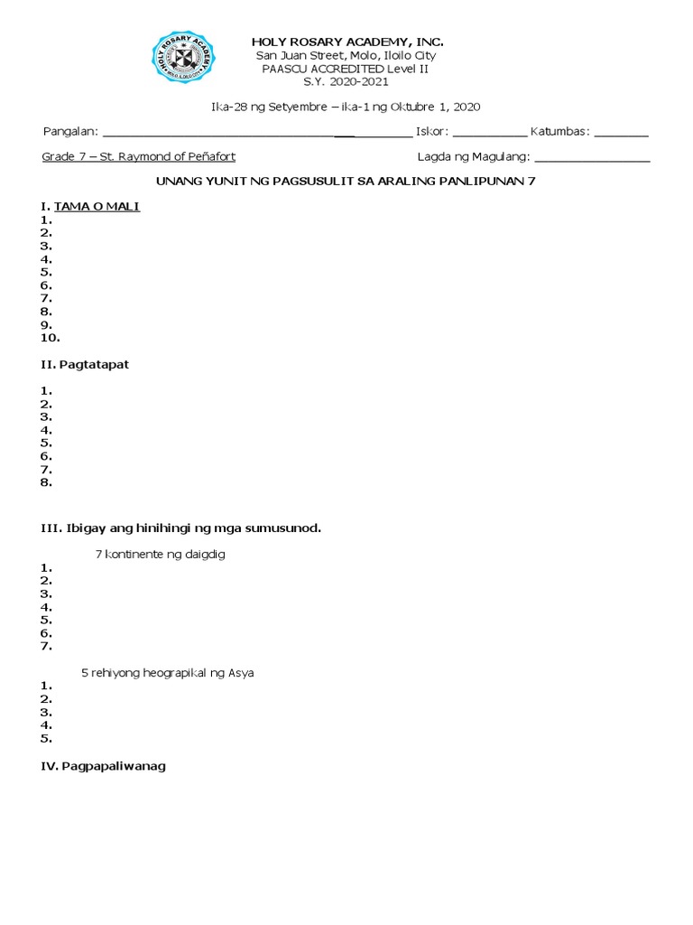 Ap7-Answer Sheet | PDF