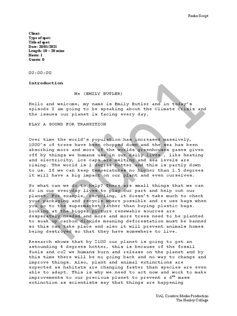 Radio Script Climate Change | Download Free PDF | Climate Change ...