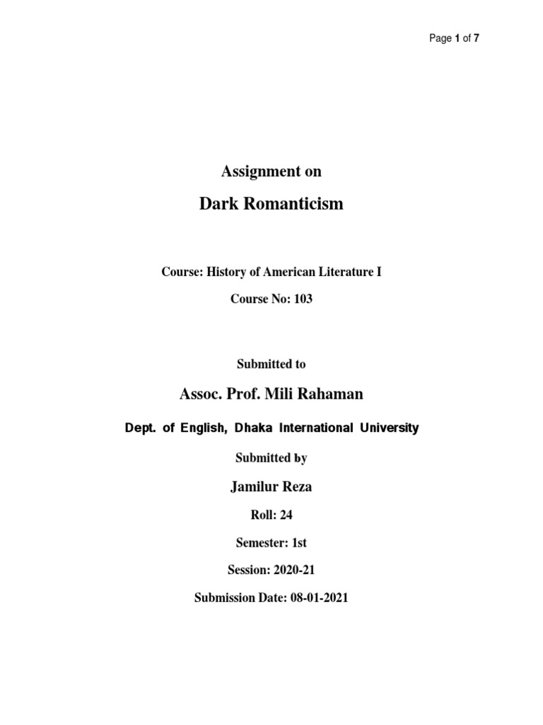 Dark Romanticism | PDF | Transcendentalism | Gothic Fiction