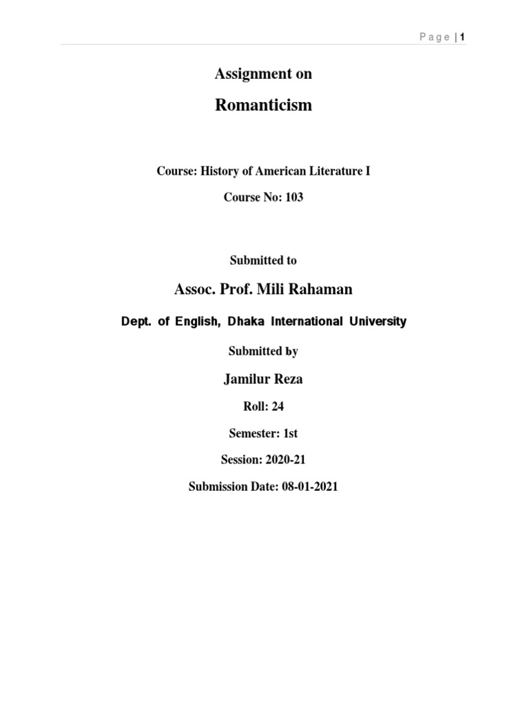 Romanticism: Assignment On | PDF | Romanticism | Poetry