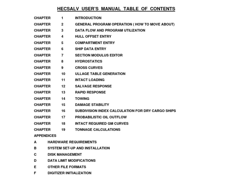 Hecsalv User'S Manual Table of Contents | PDF