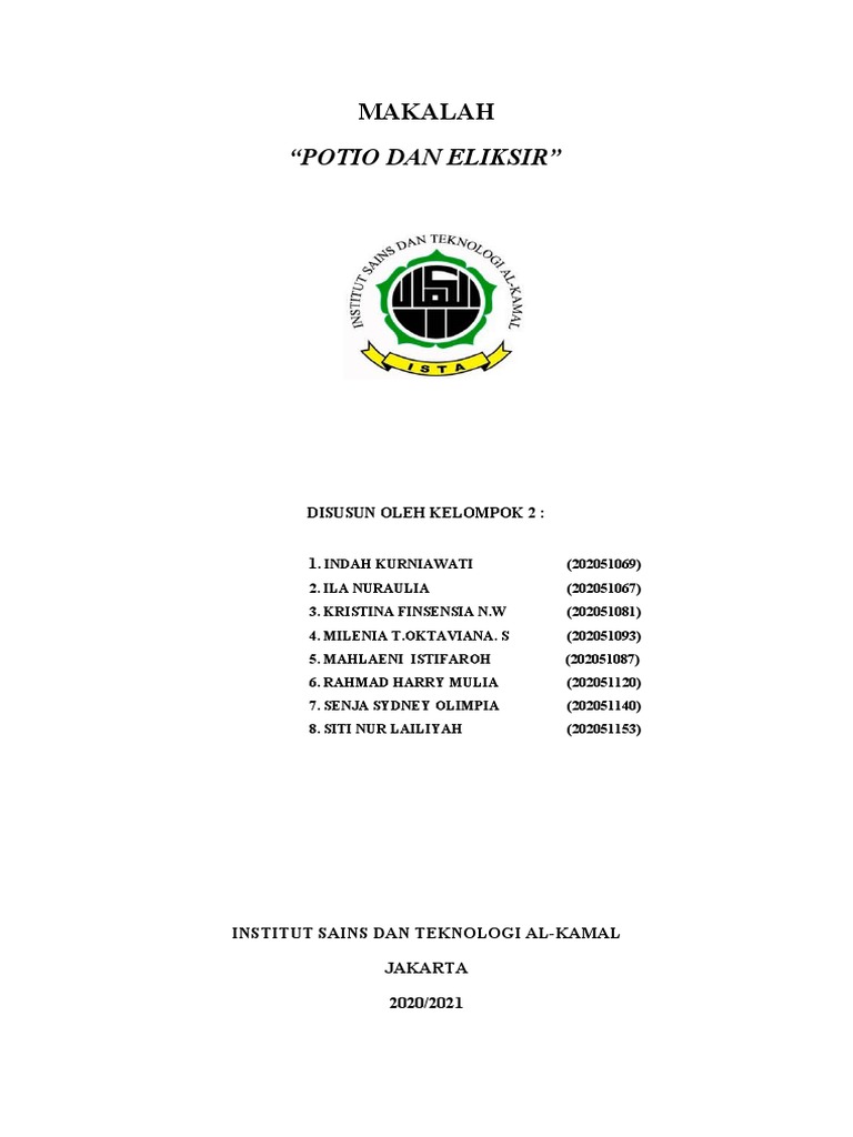 Sediaan Potio dan Eliksir dalam Farmasi | PDF | Pengembangan Diri ...