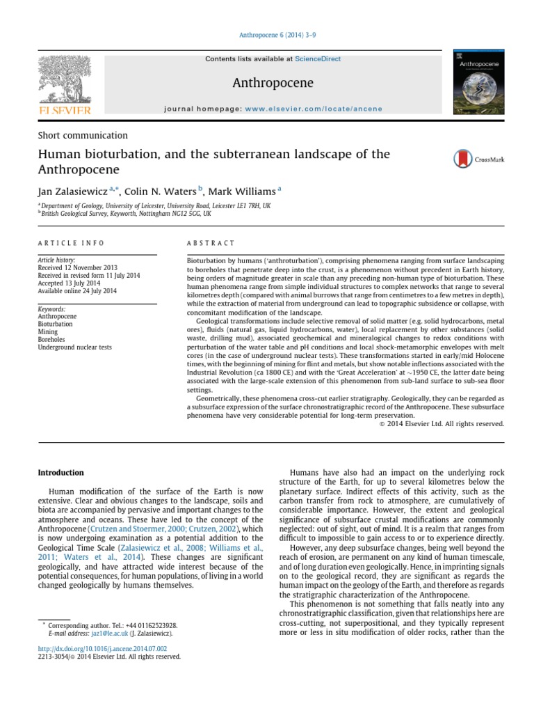 Anthropocene: Jan Zalasiewicz, Colin N. Waters, Mark Williams | PDF ...