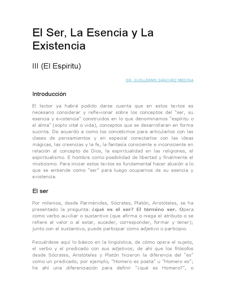 Un análisis filosófico del ser, la esencia y la existencia desde ...