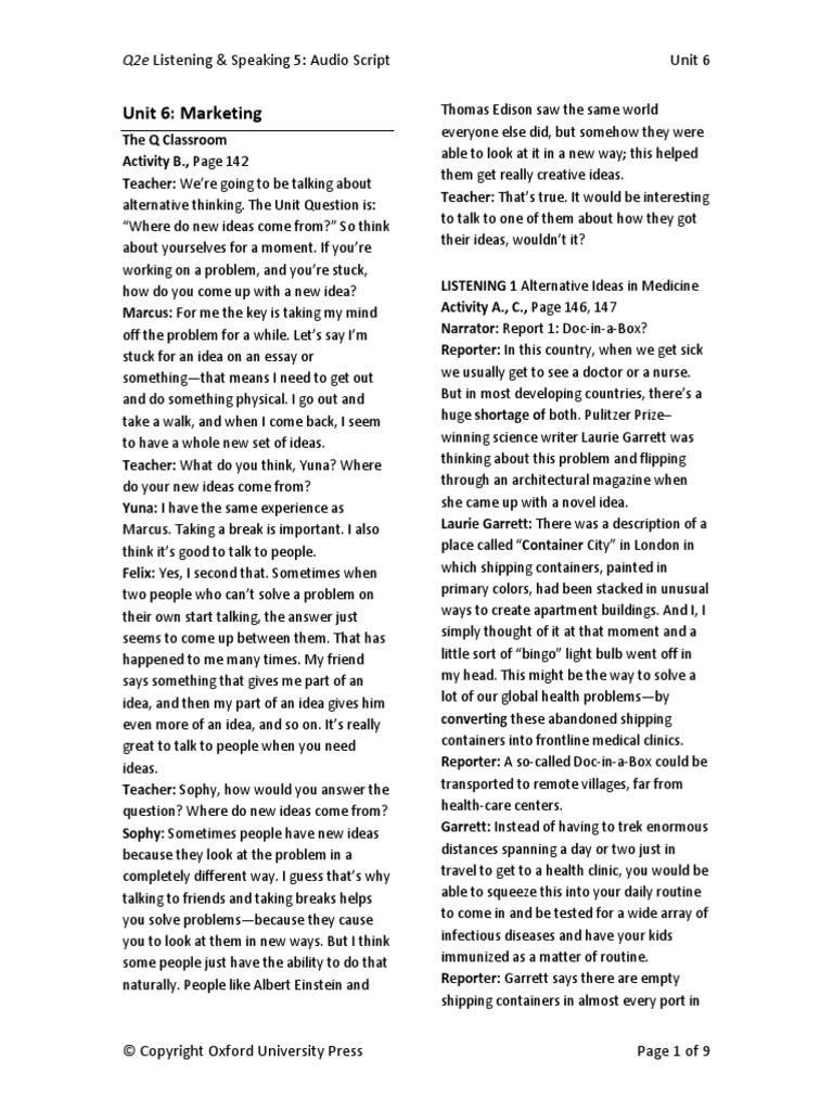 Q2e LS SB5 U06 AudioScript PDF | PDF