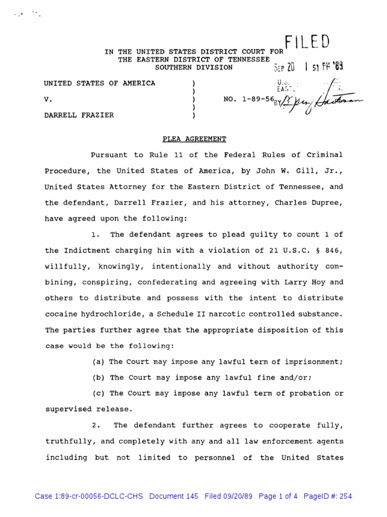 Darrell Frazier Plea Agreement Summary | PDF | United States Federal ...
