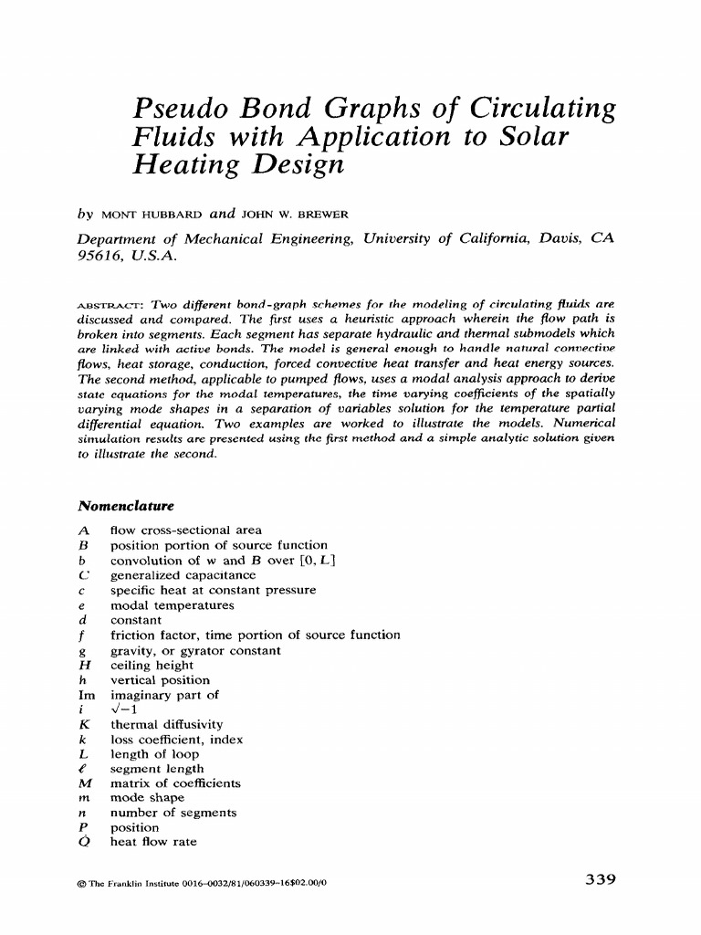 Pseudo Bond Graphs of Circulating Fluids With Application To Solar ...