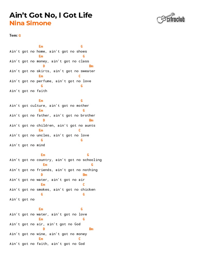Nina Simone - Ain't Got No, I Got Life | PDF