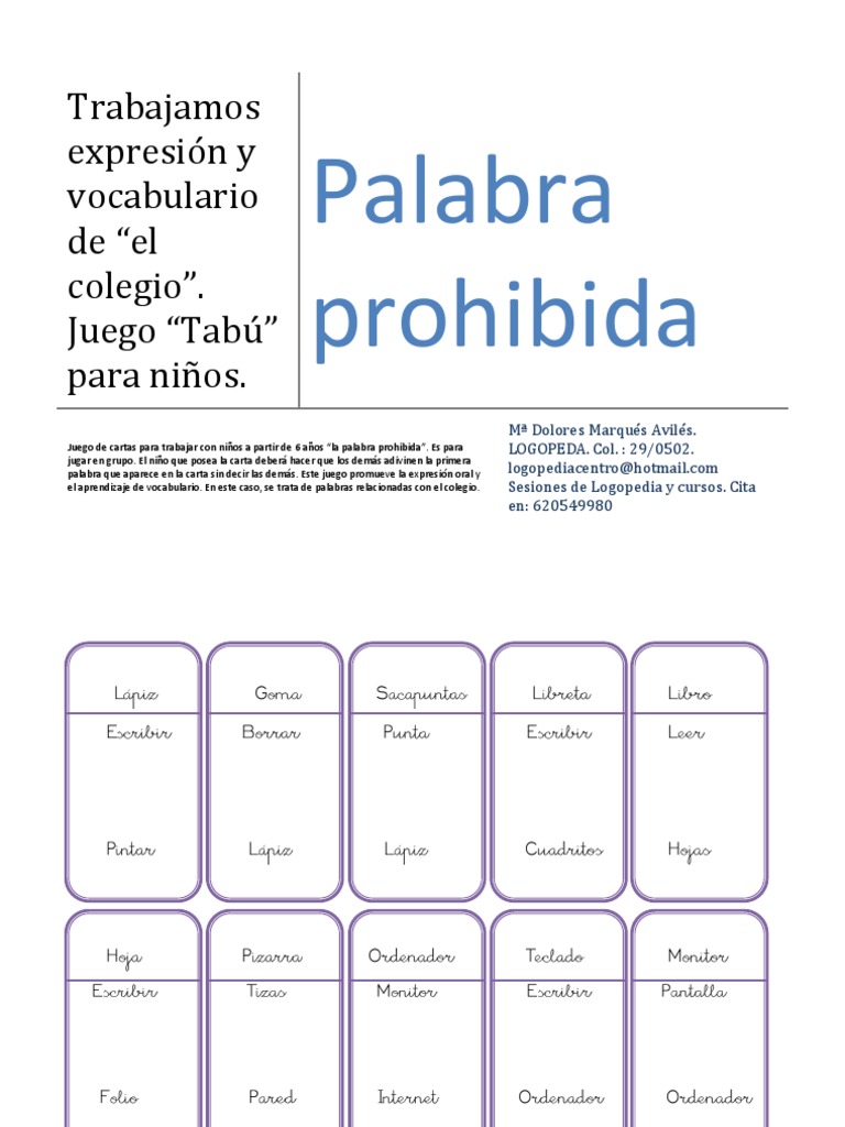 JUEGO TABÚ: EL COLEGIO